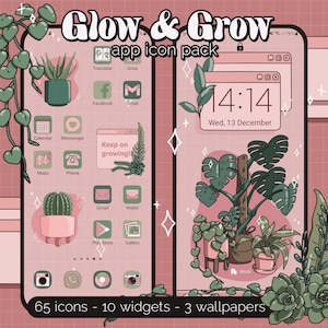 Motivational App Theme: Glow and Grow Aesthetic Icon Pack for Ios ...