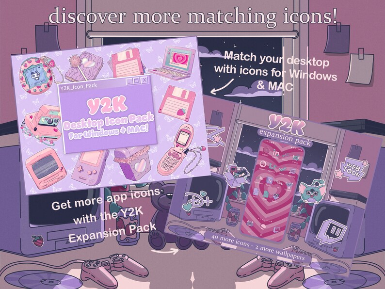 Y2K Aesthetic Icon Pack for Ios Android & Tablet Wallpapers - Etsy UK