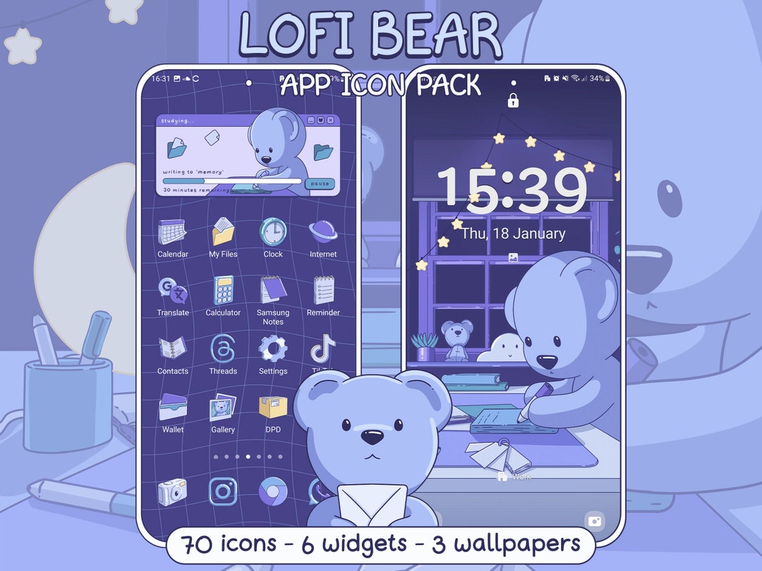 Lofi Bear App Icon Pack: Add a Cute Touch to Your Ios, Android, or Tablet Device! - Etsy