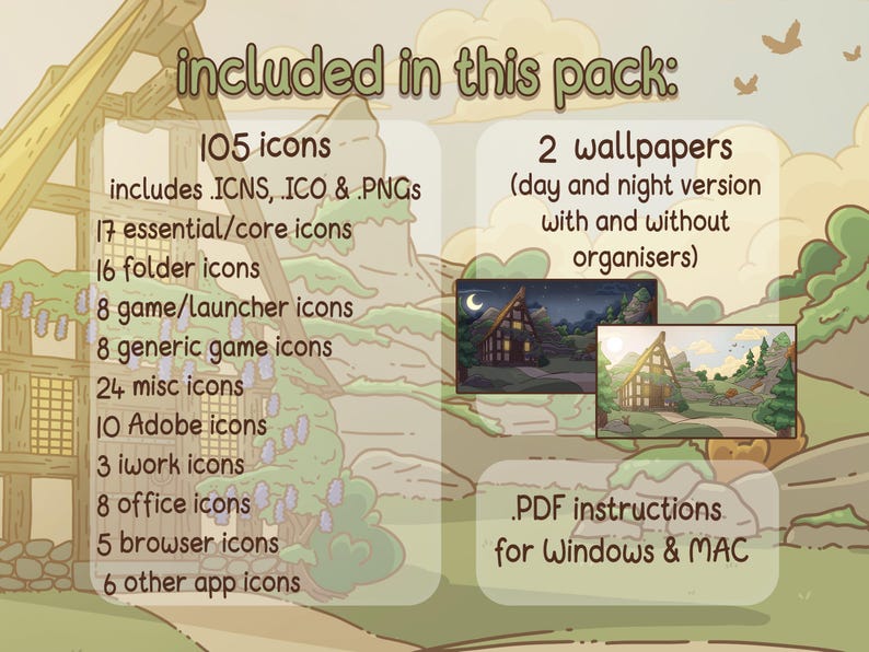 Fantasy Adventure: Hand Drawn Desktop Folder Icon & Wallpaper Pack for ...