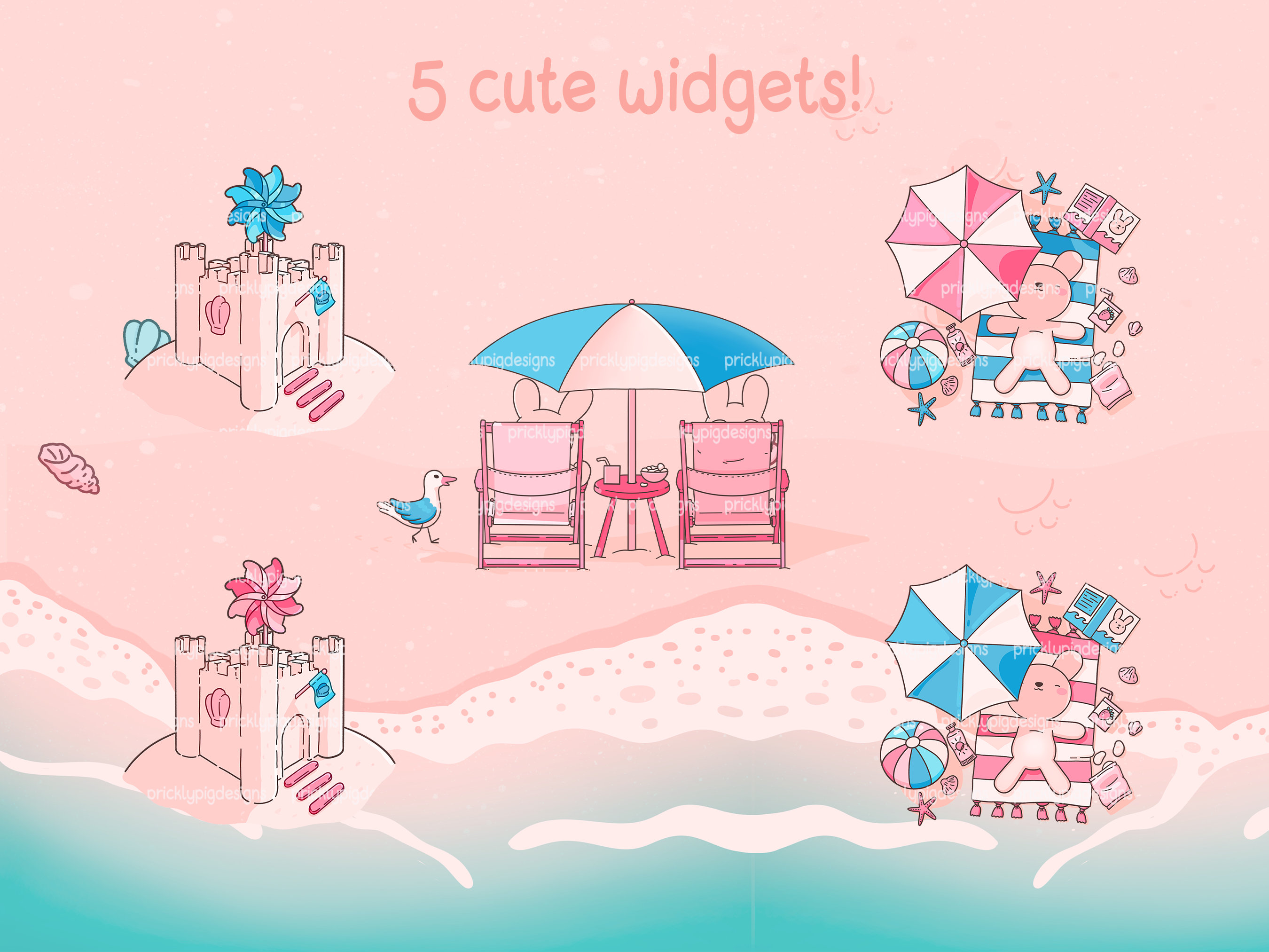 Beach Bunny Summer Icon Pack for Ios, Android & Tablet, Wallpapers ...