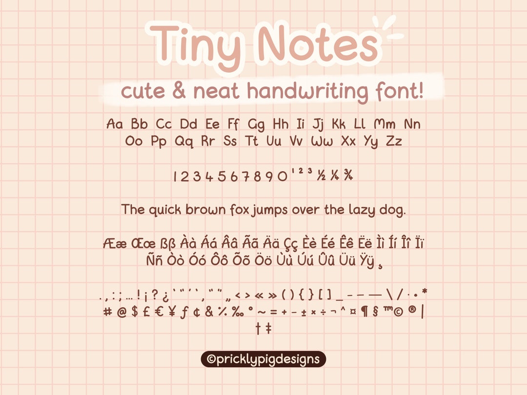Tiny Notes - Handwritten Font for Use With Projects, Goodnotes ...