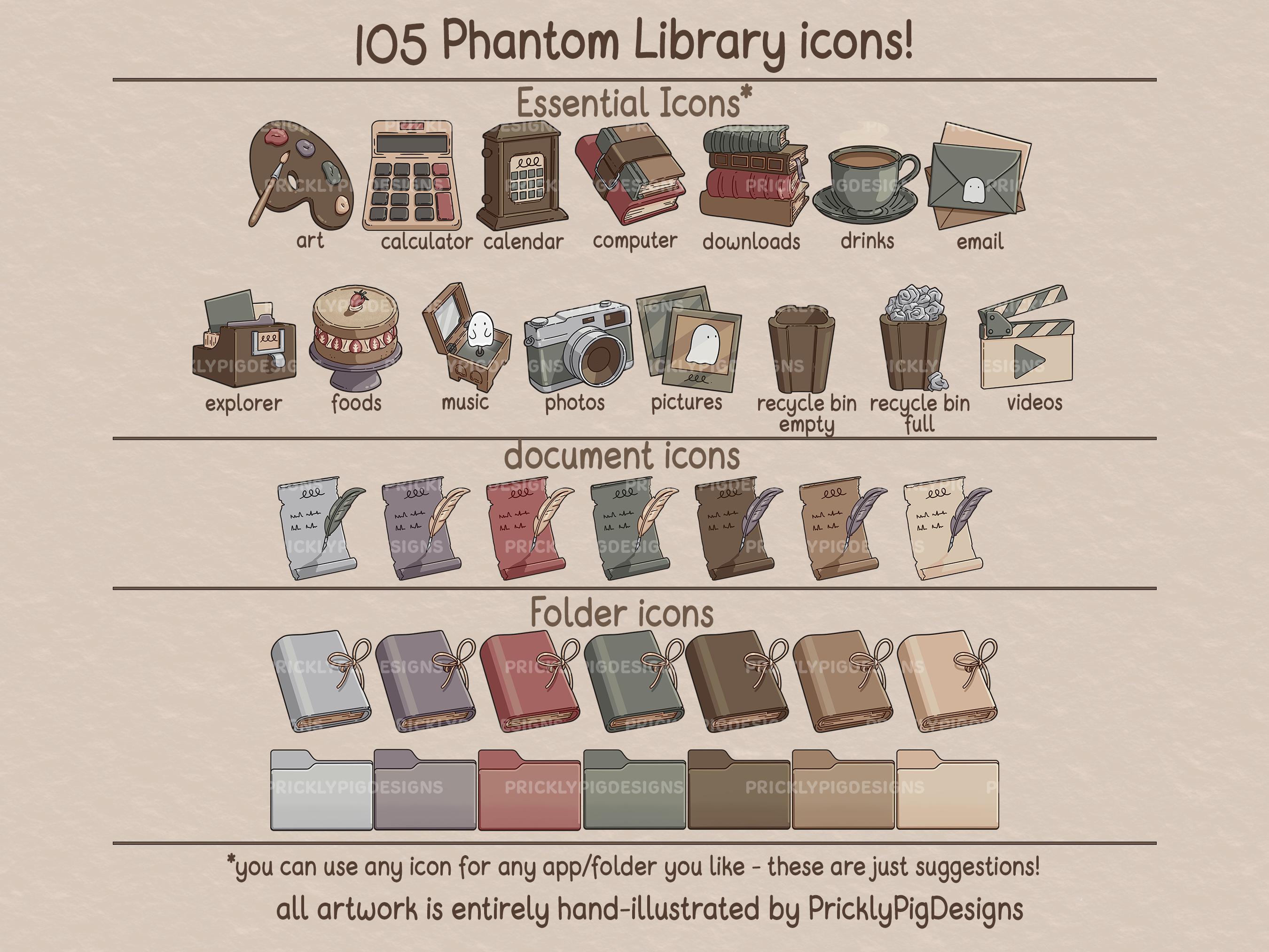 Phantom Library: Desktop Folder Icon & Wallpaper Pack for Windows + Mac ...