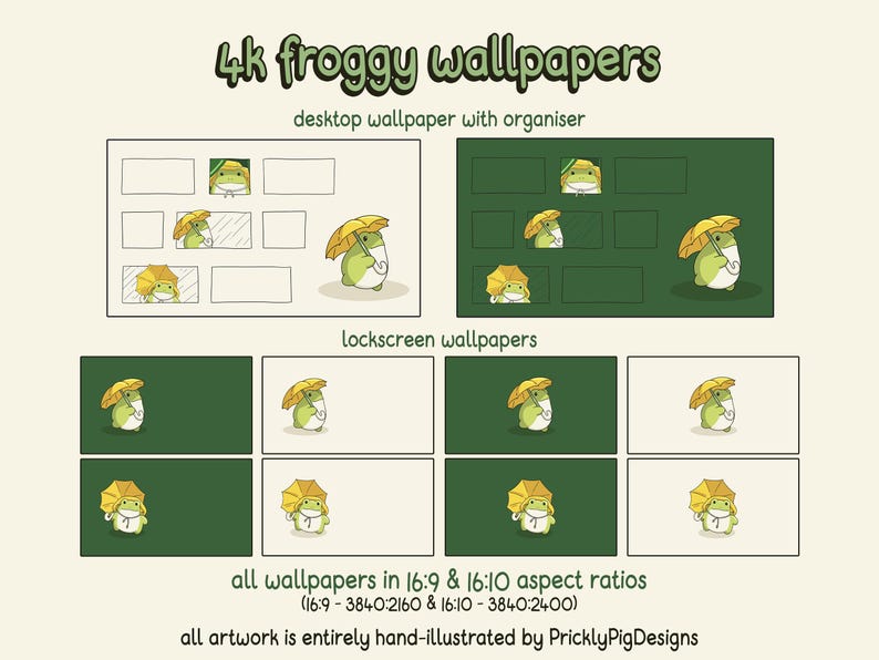 Froggy in the Rain Desktop Icon Pack for Windows & Mac, Wallpapers ...
