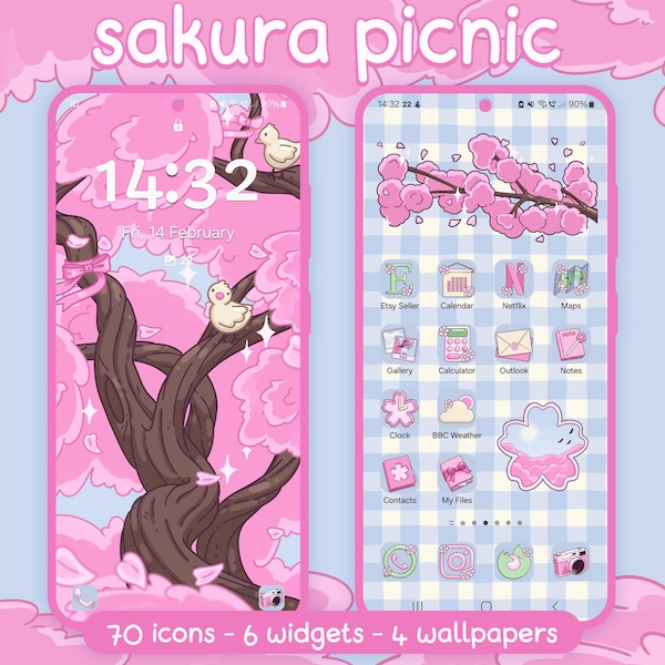Cherry Blossom Icons and Wallpaper - Etsy UK