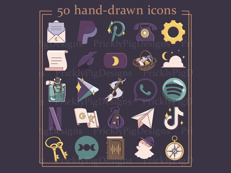Witchy Aesthetic Icon Pack for Ios Android & Tablet - Etsy