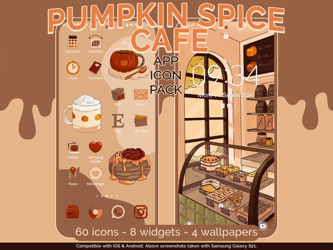 Pumpkin Spice Cafe Icon Pack for Ios Android & Tablet - Etsy