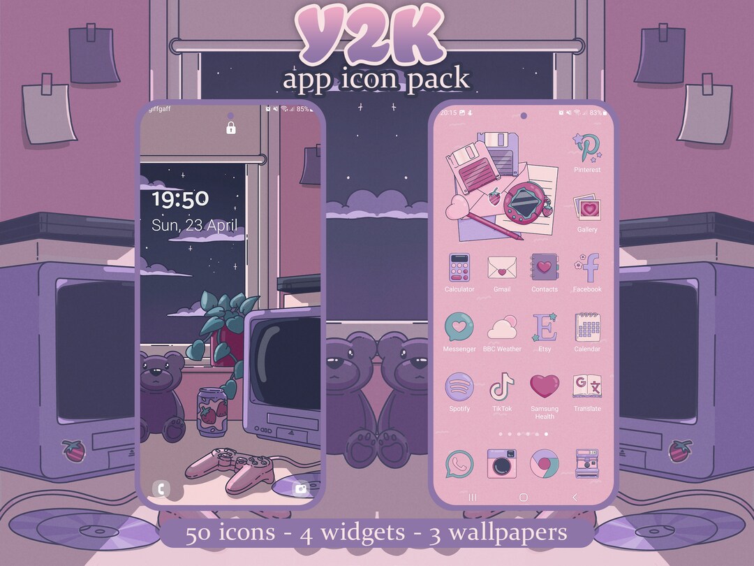 Y2K Aesthetic Icon Pack for Ios Android & Tablet Wallpapers - Etsy
