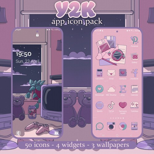 Sakura App Icons Pack Phone Theme Cute Wallpapers Ios & - Etsy