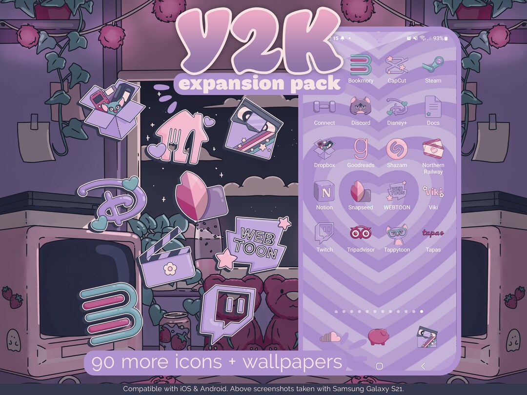 Y2K Aesthetic Icon Expansion Pack for Ios Android & Tablet Wallpapers ...