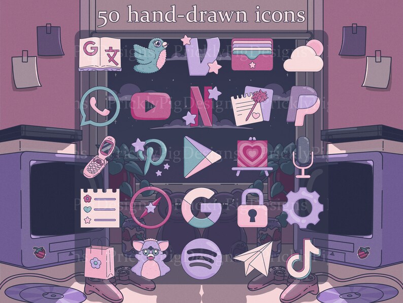 Y2K Aesthetic Icon Pack for Ios Android & Tablet Wallpapers - Etsy UK