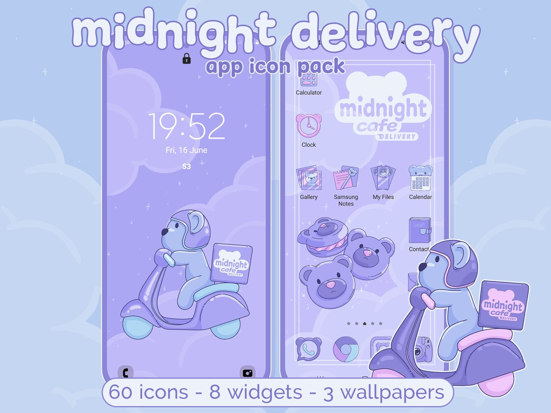Midnight Delivery Aesthetic Icon Pack for Ios, Android & Tablet ...