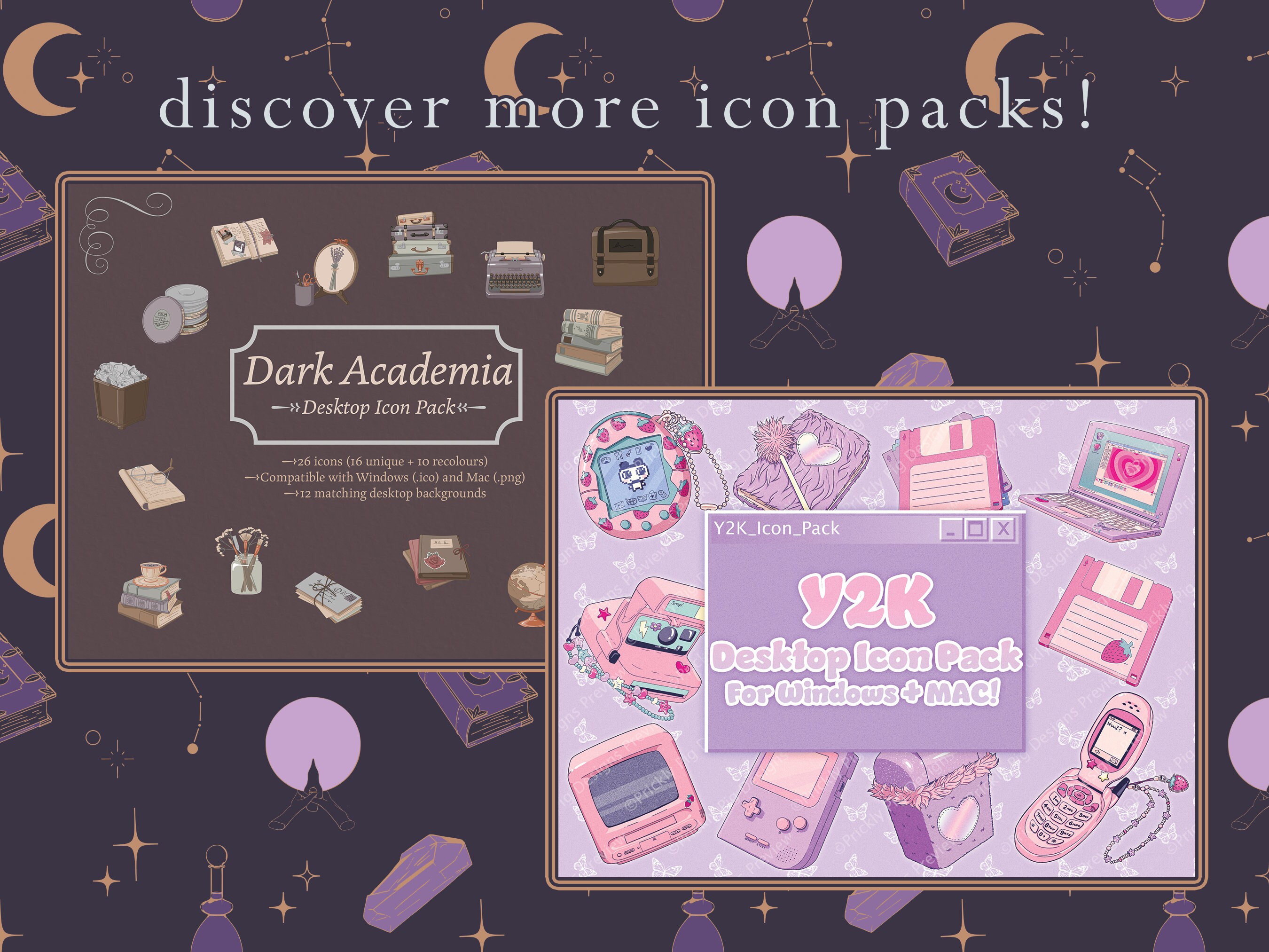 Witchy Aesthetic Desktop Folder Icon Pack for Windows MAC - Etsy Canada