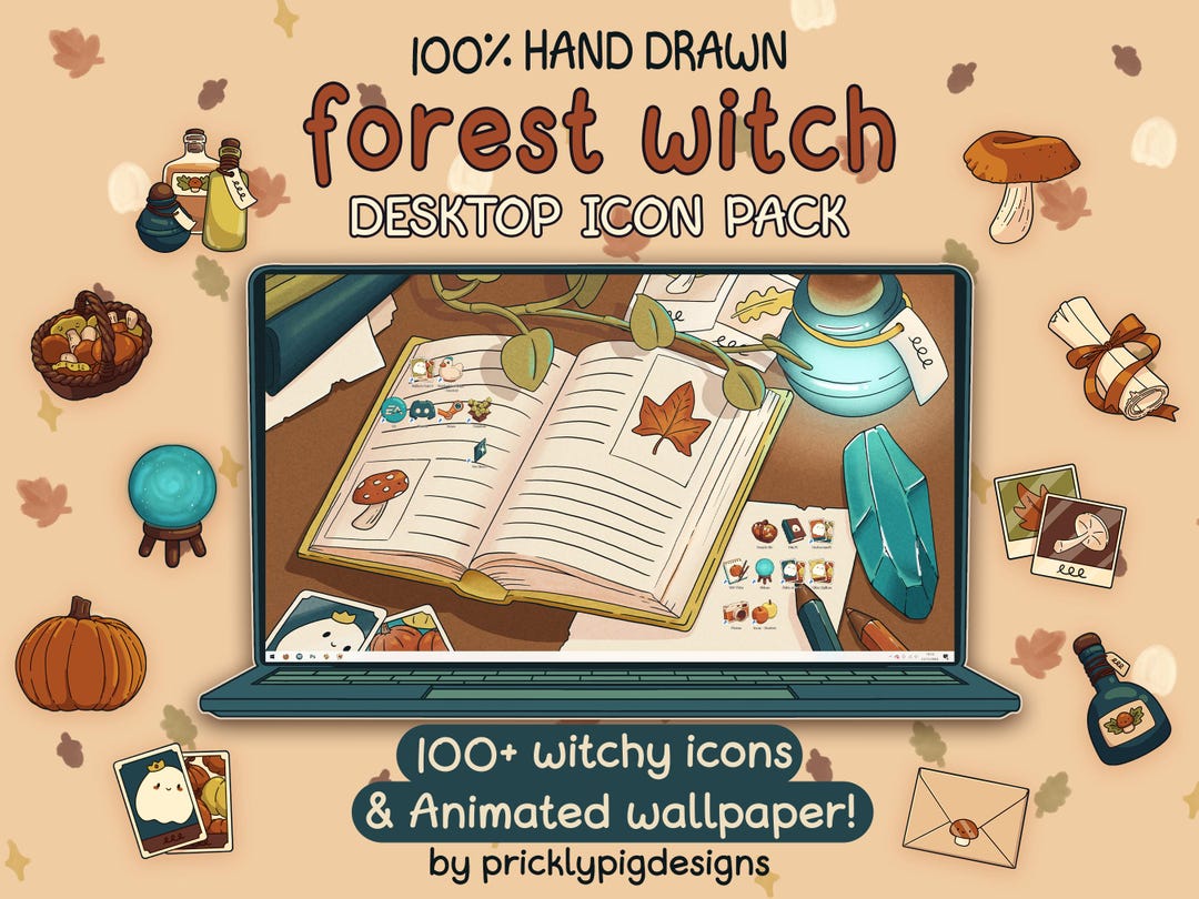 Forest Witch Desktop Icon Pack for Windows & Mac, Wallpapers Folder ...