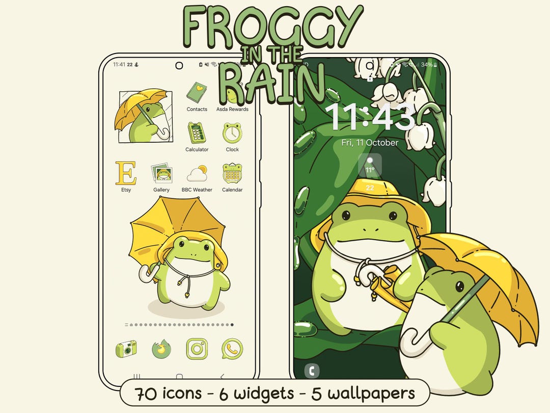 Froggy in the Rain Icon Pack for Ios, Android & Tablet, Wallpapers ...