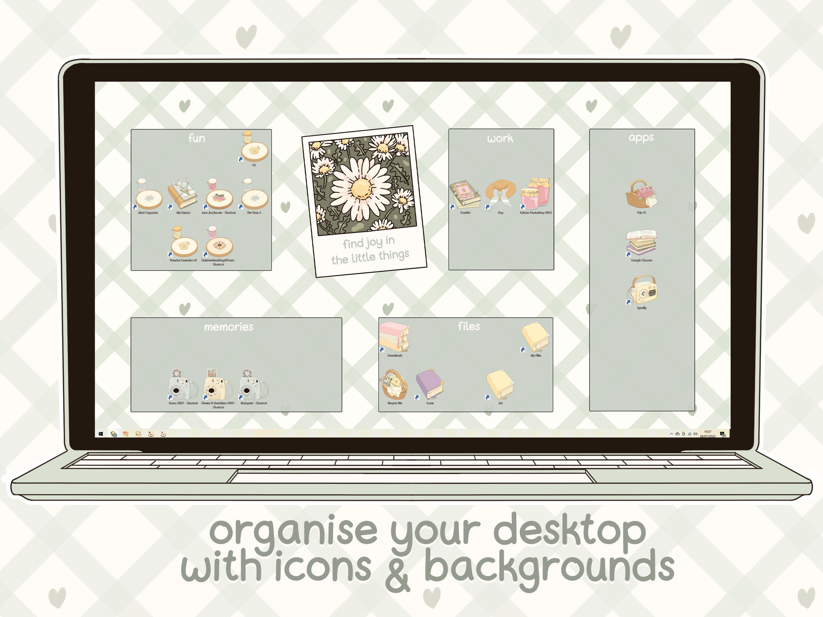 Cottagecore Desktop Icon Set: Floral Wallpaper Organizer Theme for ...