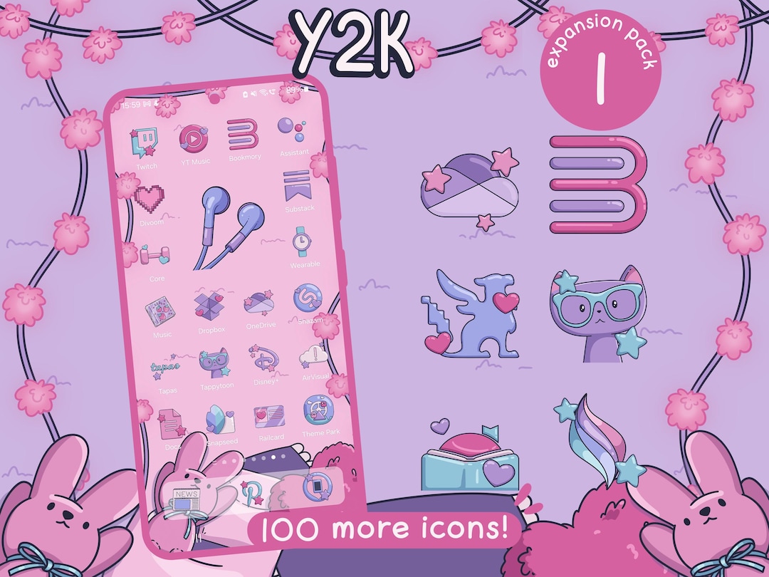 Y2K Aesthetic Icon Expansion Pack for Ios Android & Tablet Wallpapers ...