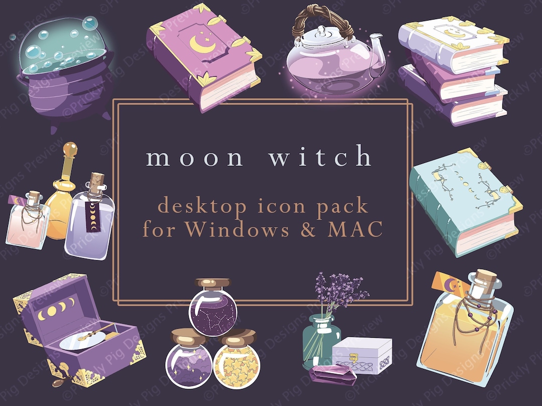 Witchy Aesthetic Desktop Folder Icon Pack for Windows MAC - Etsy