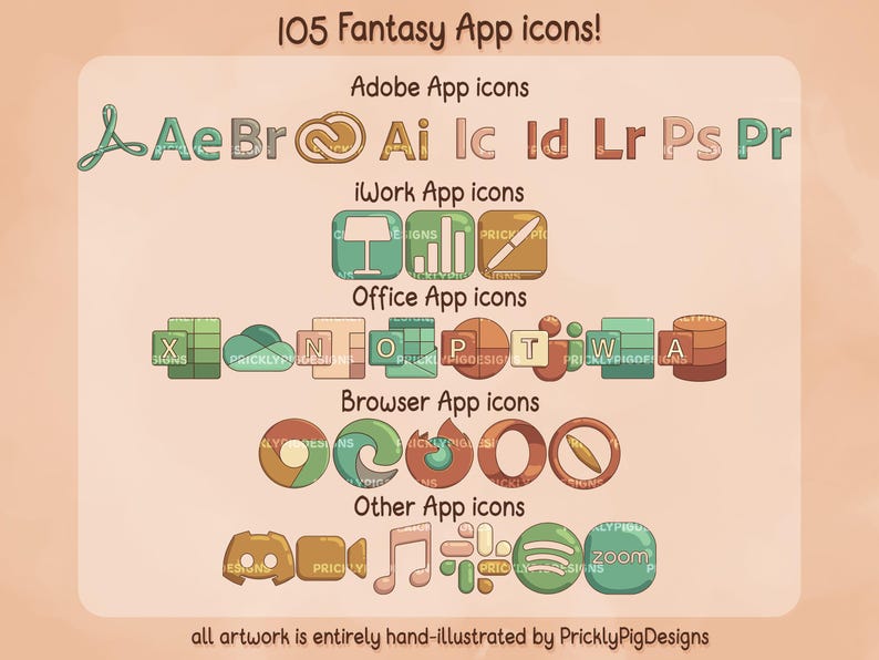 Fantasy Adventure: Hand Drawn Desktop Folder Icon & Wallpaper Pack for ...