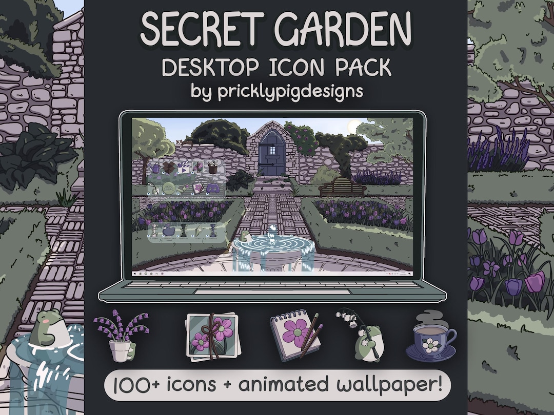 Secret Garden Aesthetic Desktop Folder Icon & Animated Wallpaper Pack ...