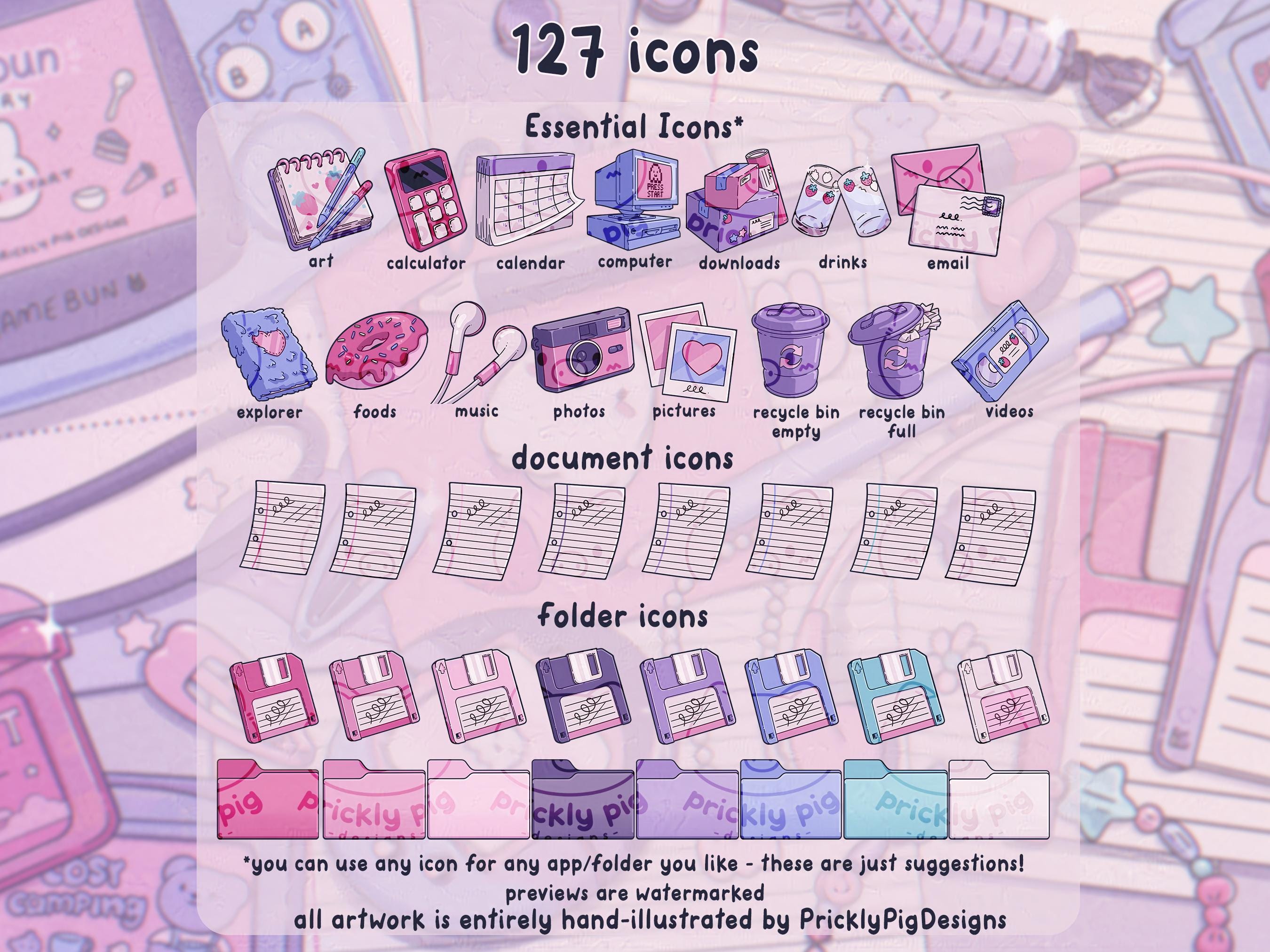 Y2K Desktop Icon Pack With 4k Wallpaper: 90s Nostalgia Gamer Theme for ...