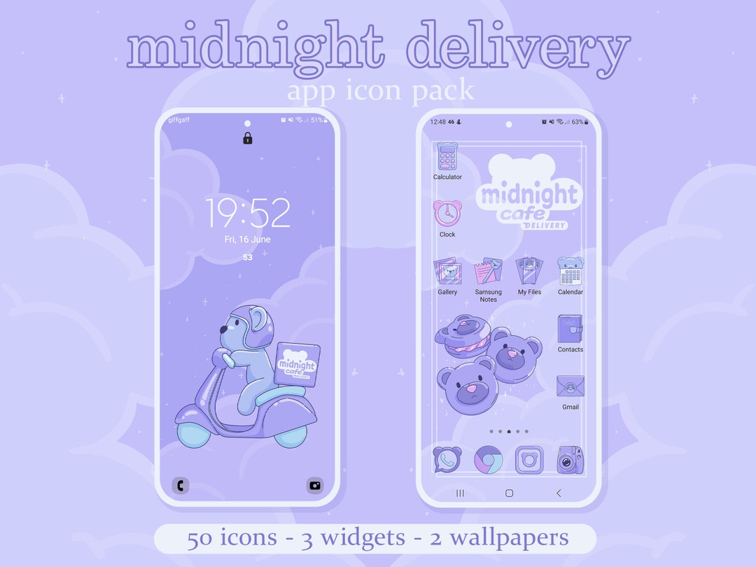 Midnight Delivery Aesthetic Icon Pack for Ios Android & - Etsy