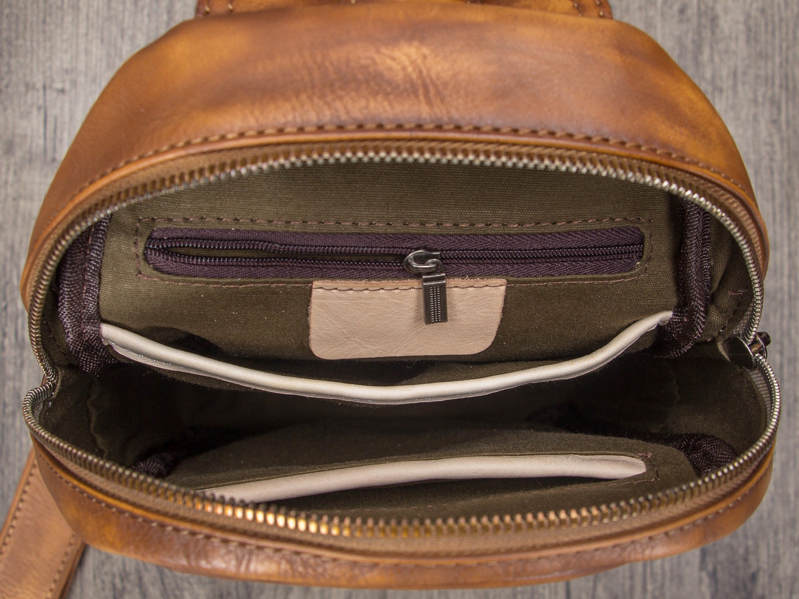 Genuine Leather Sling Bag Crossbody Hiking Daypack Vintage - Etsy