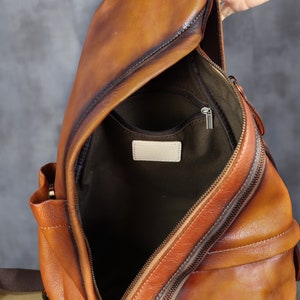 Genuine Leather Sling Bag Casual Shoulder Hiking Backpack Vintage ...