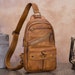 Genuine Leather Sling Bag Crossbody Hiking Daypack Vintage Handmade ...