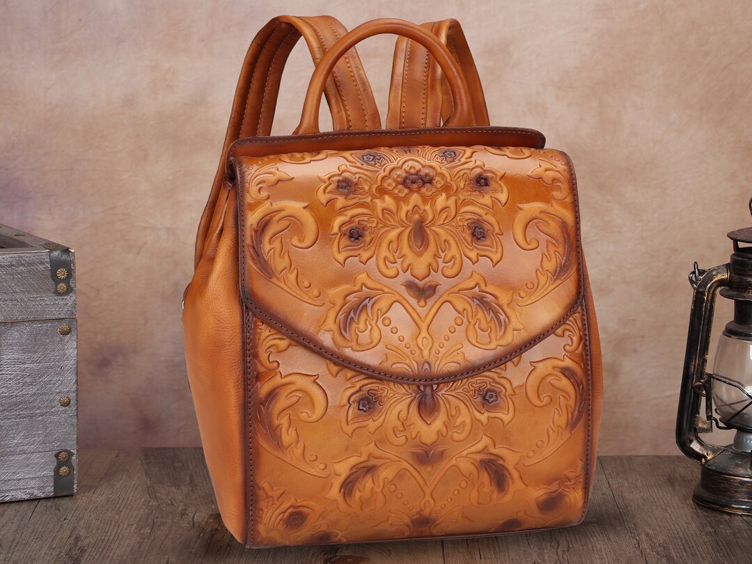 Genuine Leather Backpack Purse Vintage Casual Daypack College Bag ...