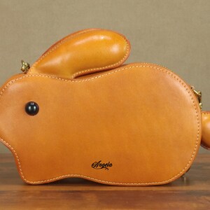 Genuine Leather Crossbody Handbag for Women Rabbit Shape Purse Handmade ...