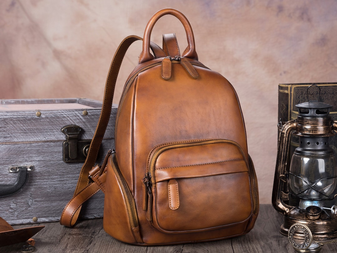 Genuine Leather Backpack for Women Vintage Handmade Satchel Bookbag ...