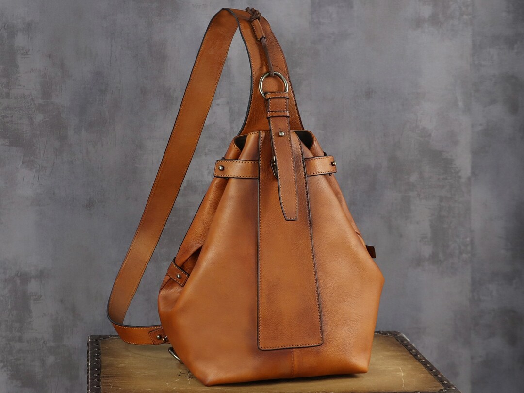Genuine Leather Sling Bag:vintage Handmade Chest Shoulder Crossbody Bag ...