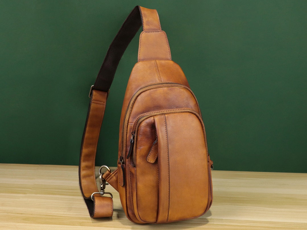 Genuine Leather Sling Bag Women and Men: Handmade Vintage Shoulder ...