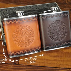 Flask With Italy Genuine Leather Cover Vintage Stainless Steel Flagon ...