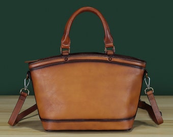 Genuine Leather Satchel for Women Top Handle Bags Handmade - Etsy
