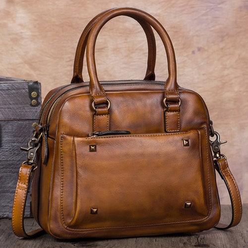 Genuine Leather Handbags for Women Satchel Purses Vintage - Etsy