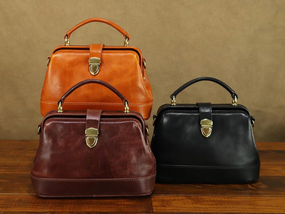 Handmade Genuine Leather Doctor Style Bag: Vintage Shoulder Crossbody ...