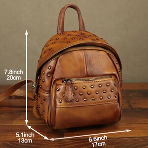 Genuine Leather Mini Backpack for Women Knapsack Vintage Leather ...