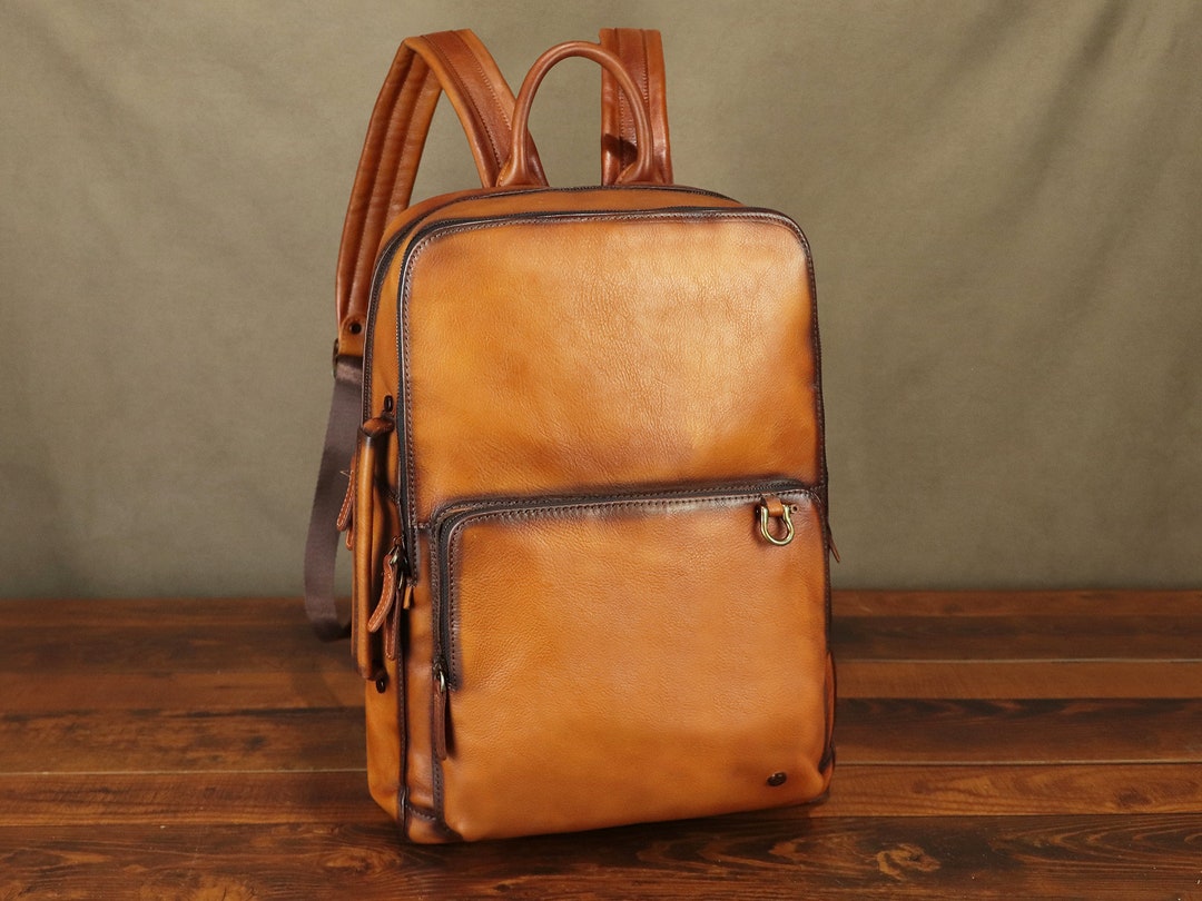 Genuine Leather Backpack Vintage Handmade High Capacity Rucksack Casual ...