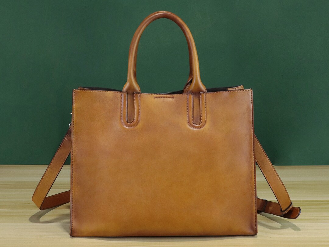 Genuine Leather Top Handle Handbag Satchel for Women Purse Vintage Over ...