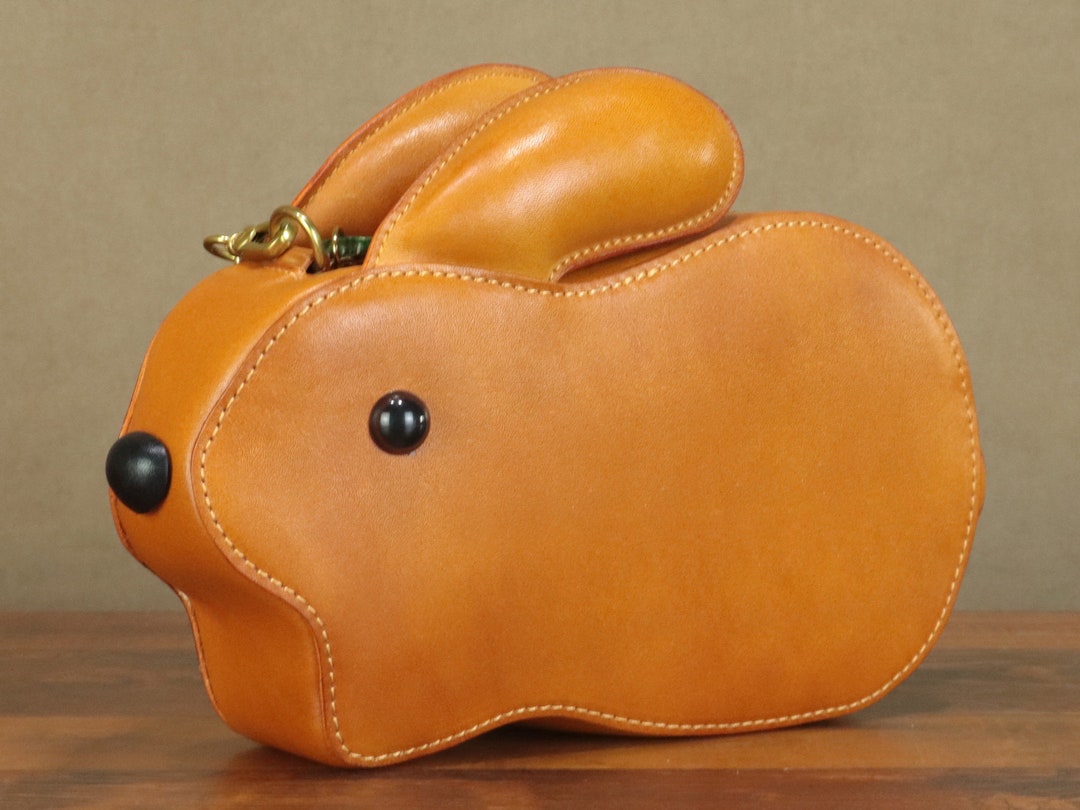 Genuine Leather Crossbody Handbag for Women Rabbit Shape Purse Handmade ...