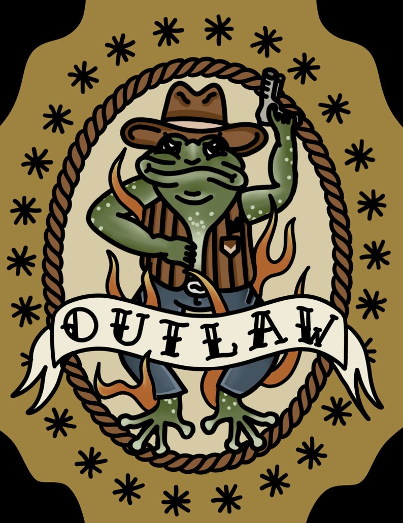 Outlaw Frog Print Cowboy Decor - Etsy