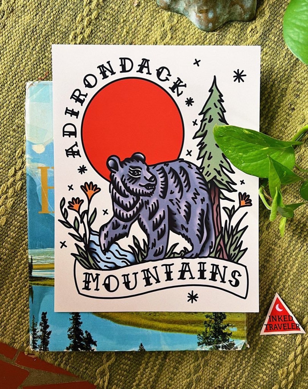Adirondacks - Mountains - Art Print - Tattoos - Bear - Etsy