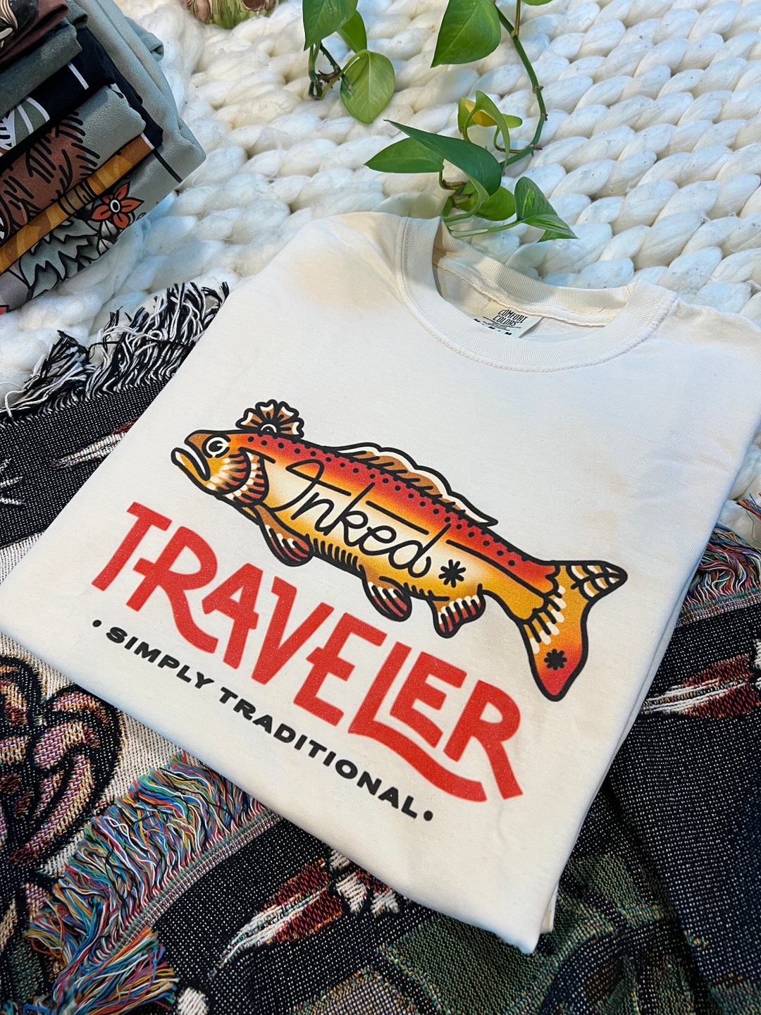 Inked Traveler - Fish Branded - Tattoo Style Shirt - Etsy
