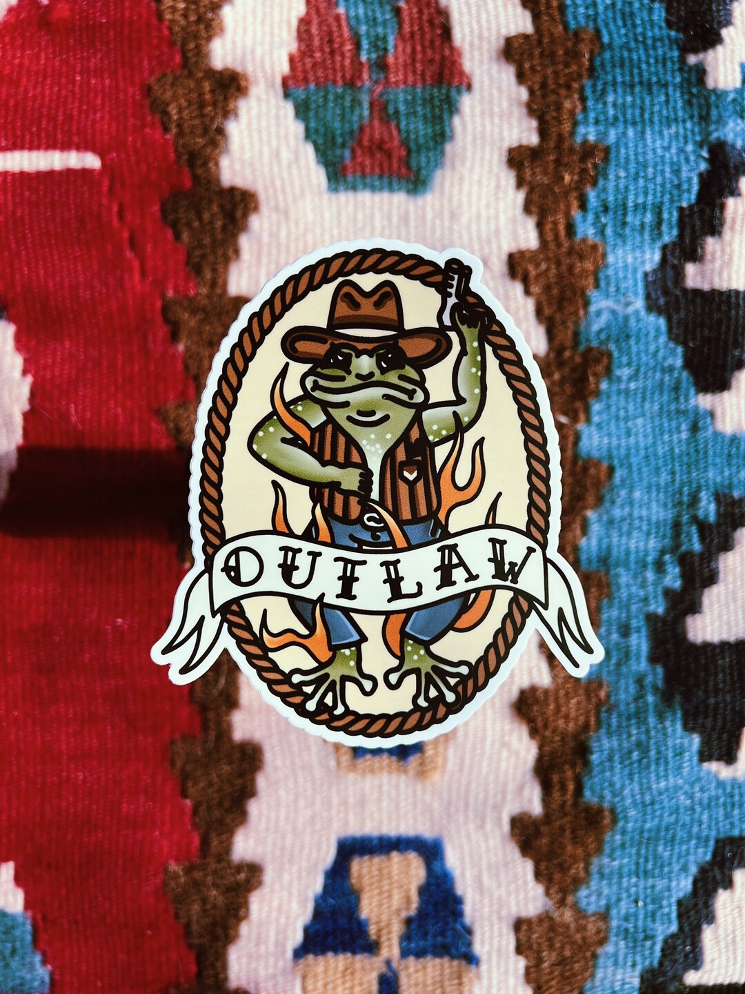 Outlaw Frog Sticker - Hydro Flask - Water Bottle Sticker - Frog Art ...