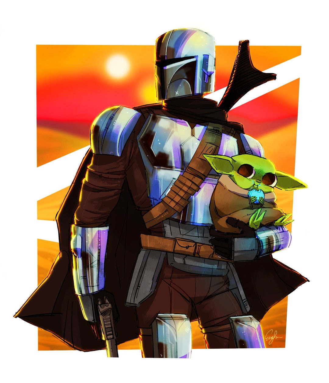 Mando and Grogu Print - Etsy