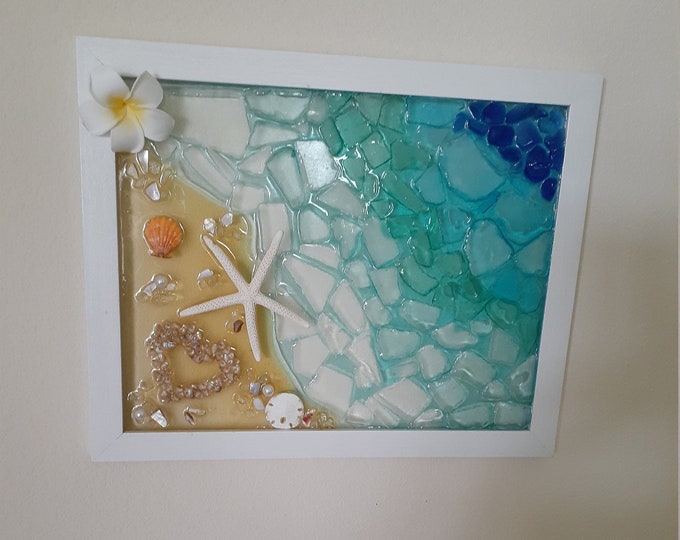 Sea Glass Wall Art, Sea Glass and Shell Crafts, Framed Shell Art, Sea ...