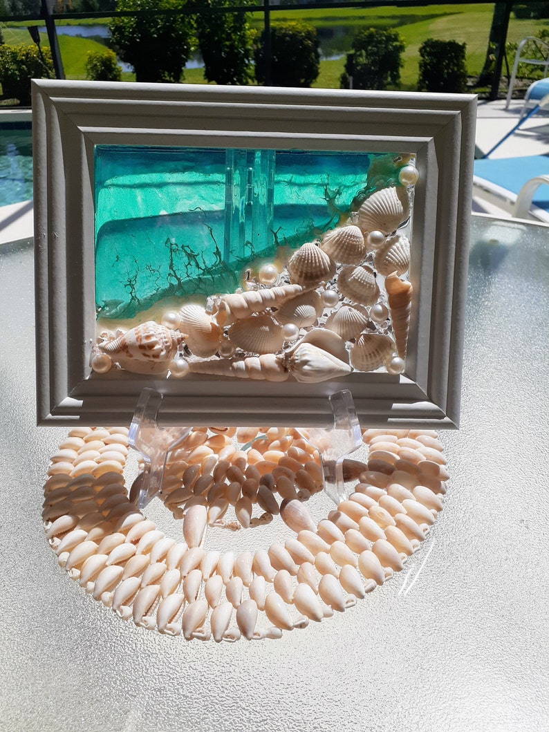 Seashell Resin Art, Beach Resin Art, Resin Ocean Art, Sea Glass Resin ...