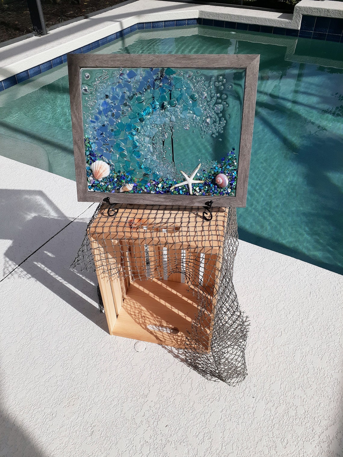 Seaglass Ocean Wave, Ocean Wave Window, Crushed Glass Ocean Wave ...